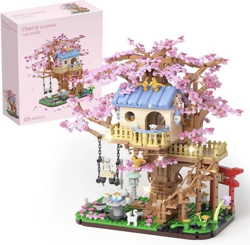 Mini Sakura Tree House Cherry Blossom Micro Building Blocks Kit ...