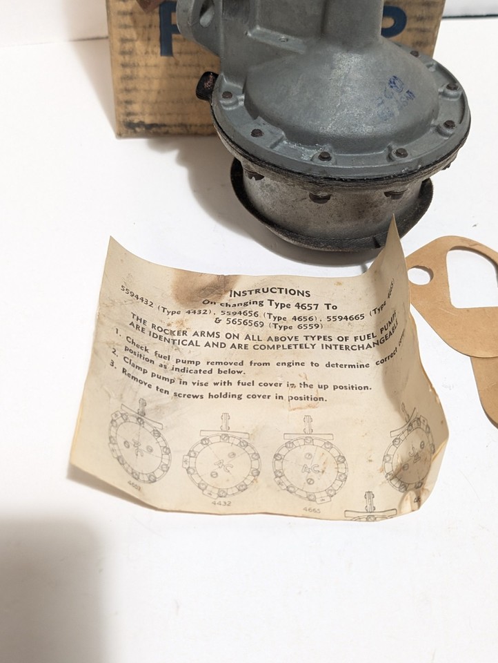 NOS AC Delco 4657 Fuel Pump AC Top & Bottom & Number Stamped 1963 1965 ...