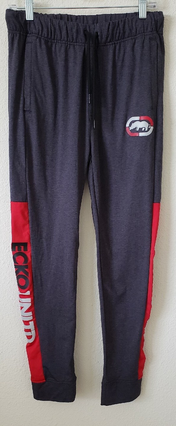 Ecko Unltd Pants Mens SIZE S DK GREY Joggers Drawstring Pocket Logo ...