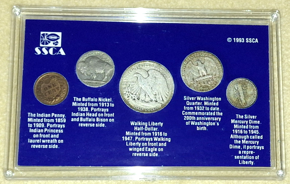 1993 AMERICAN LEGACY COIN SET INDIAN PENNY BUFFALO NICKEL SILVER HALF ...