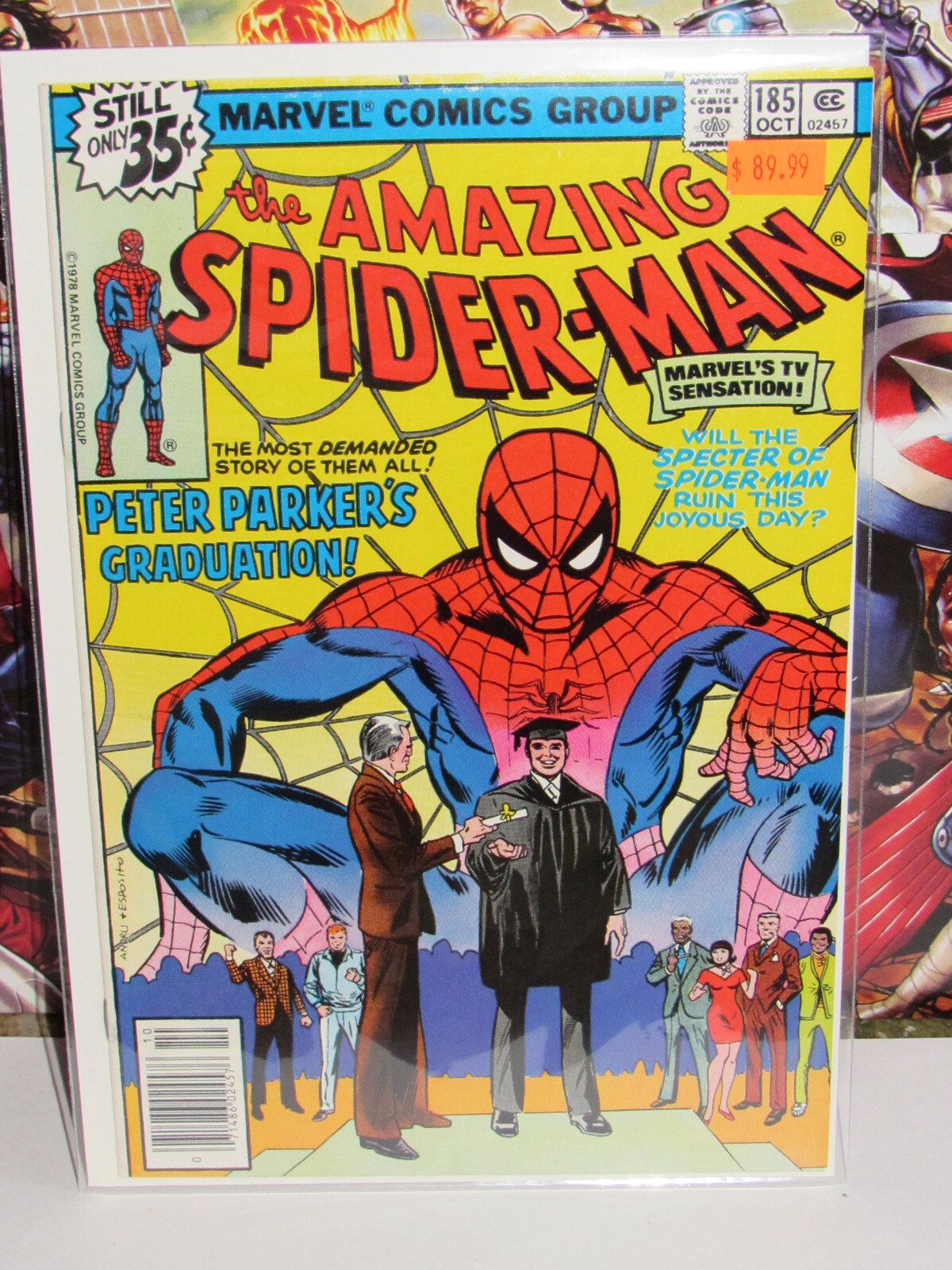 AMAZING SPIDER MAN #185 9.2 PETER PARKER GRADUATION Newsstand 1978 ...