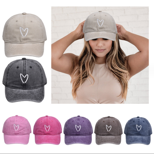 Heart Baseball Cap Embroidered Cotton Adjustable Dad Hats | eBay