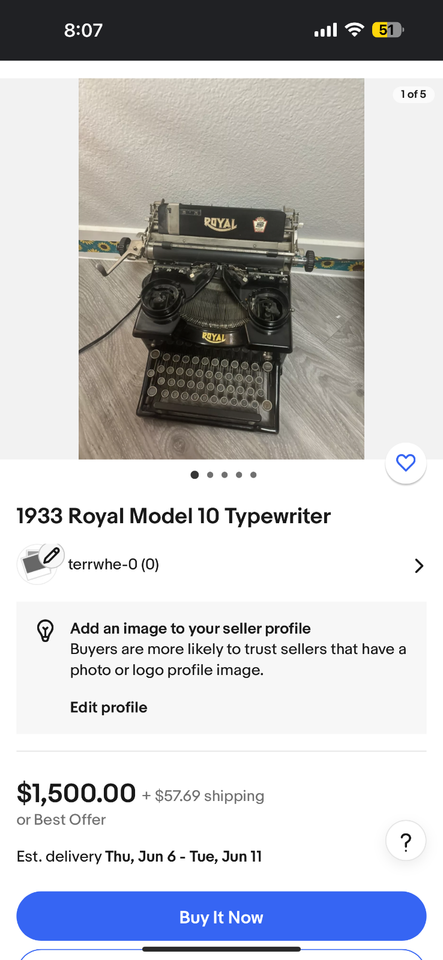 1933 Royal Model 10 Typewriter | eBay