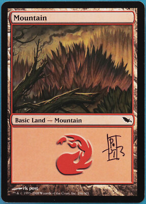 Mountain (296) Shadowmoor NM Basic Land SIGNED MAGIC CARD (ID# 410017 ...