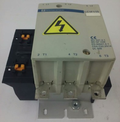 TELEMECANIQUE LC1F115 CONTACTOR, 3PH, 600V, 175A, 100HP, W/ LX1FF020 20 ...