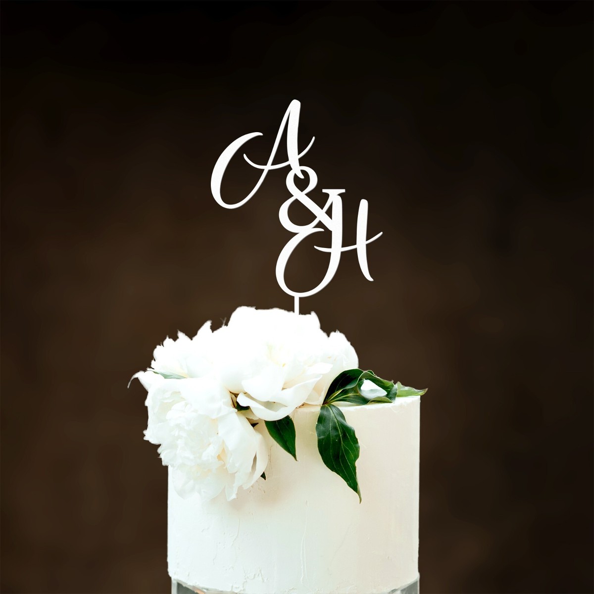 Floral Cake Toppers With Initials Initial Letters Cake Topper For