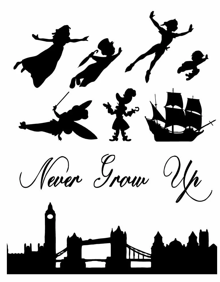 Peter Pan Black And White Outline