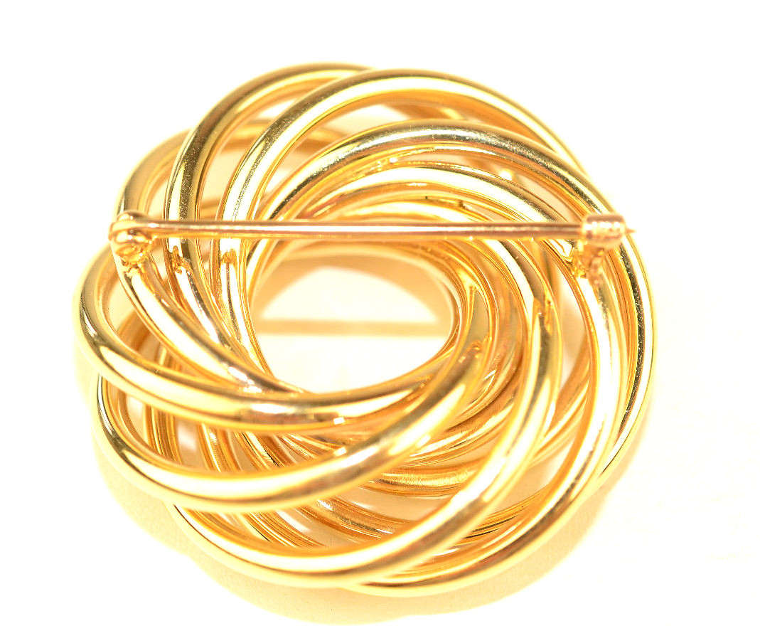 VINTAGE 14K YELLOW GOLD MULTIPLE CIRCLE SPIROGRAPH 3-D PIN 1.5 ...