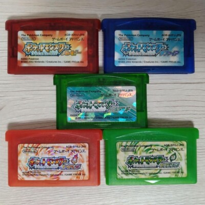 Gameboy Advance Pokemon Ruby Sapphire Emerald Fire Red Leaf Green GBA ...