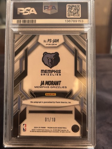 2024-25 Panini Prizm Black - Prolific Signatures Ja Morant #PS-JAM Gold ...
