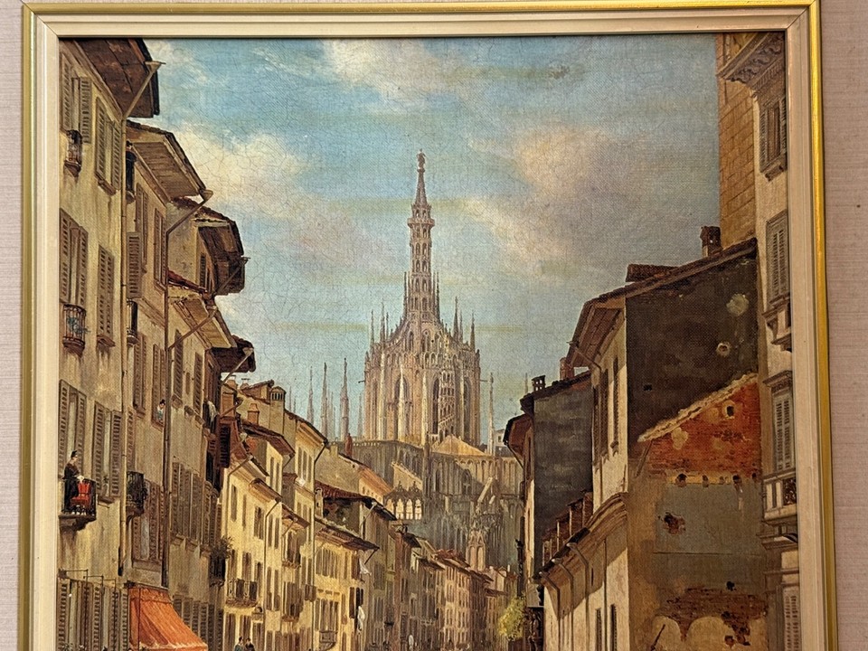 Vintage Print on Canvas- Corsia dei Servi, Milan, Italy by Giuseppe ...