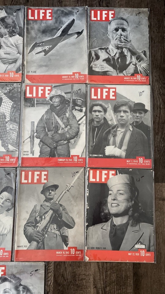 Vintage WWII/WW2 Life Magazines (13) 1939-1945 Jet Plane Winter Soldier ...