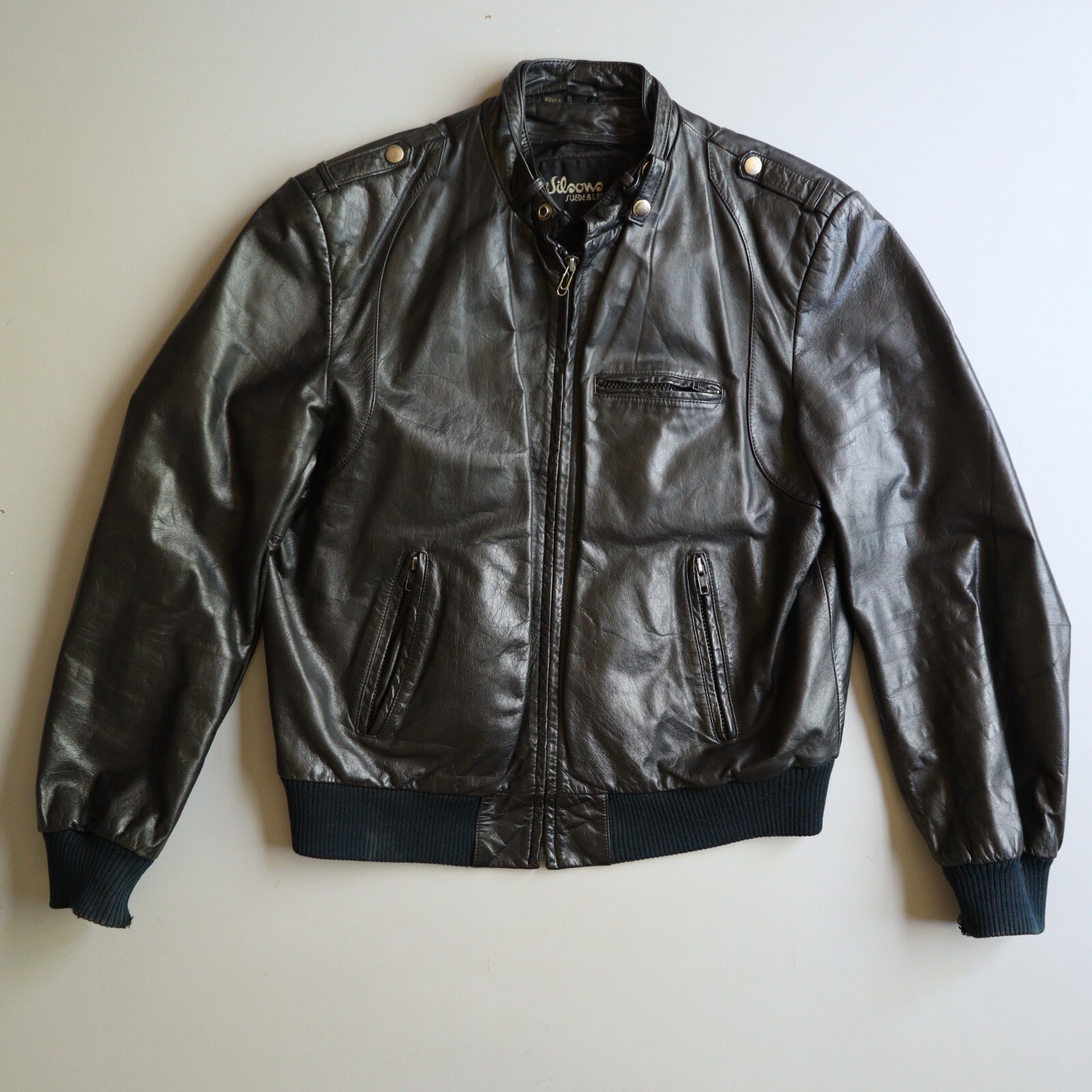 Vintage Wilson's Black Leather Cafe Racer Moto Biker … - Gem