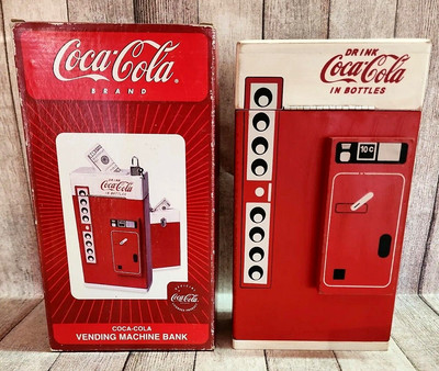 Coca-Cola Collectables l0" Wooden Vending Machine Coin Bank Soda Bottle ...
