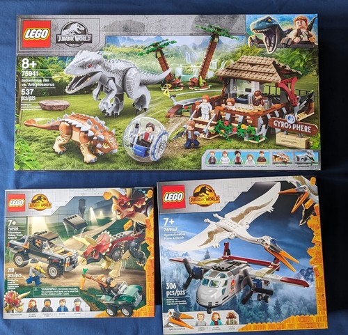 3 Jurassic World Lego sets-75941 76947 76950 Triceratops Indominus REX ...