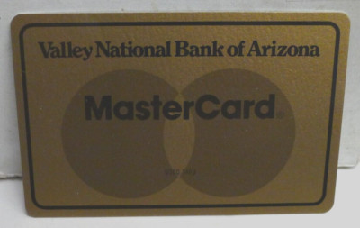Valley National Bank of Arizona Gold Mastercard -Un-Embossed BLANK ...