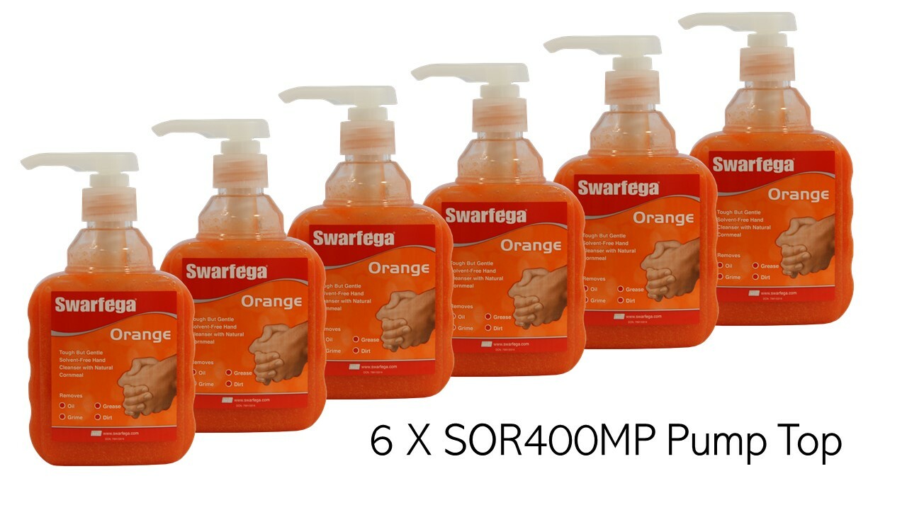 Deb Swarfega® Orange SOR400MP Heavy Duty Hand Cleaner. 6 X 450ml Pump ...