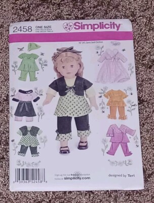 Simplicity 2458 Sewing Pattern UNCUT Doll Clothing 18" American Girl ...
