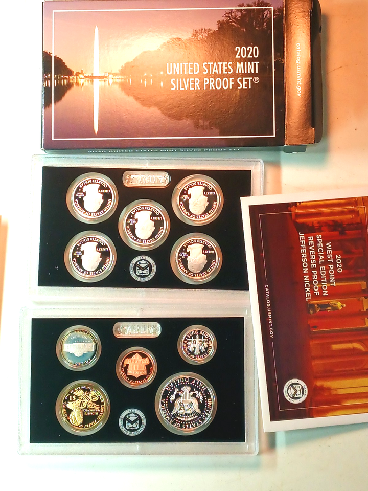 2020 US Mint 10 Coin SILVER Proof Set w/ Box and COA & Proof NickeL ...