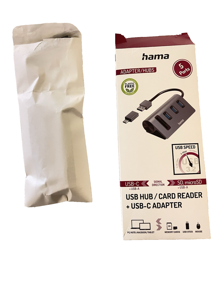Hama USB-C Hub 5 Port USB 3.2 SD microSD Card Reader mit Adapter | eBay.de
