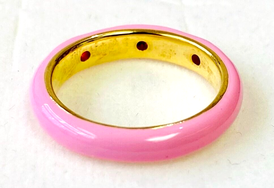 HSN Rarities Gold-Plated Sterling Silver Red Garnet & Enamel Band Ring ...