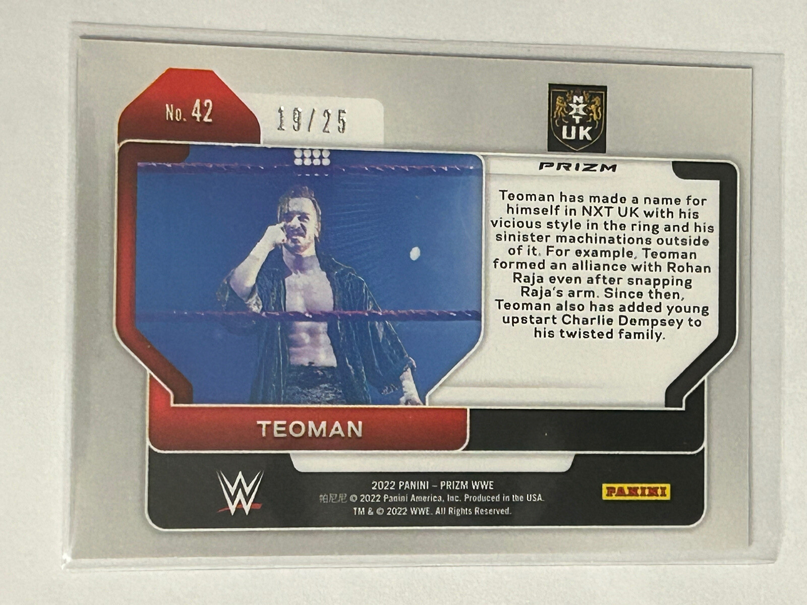 2022 PANINI Prizm WWE 1st Year TEOMAN Rookie Mojo Prizm 19/25 #42 NXT ...