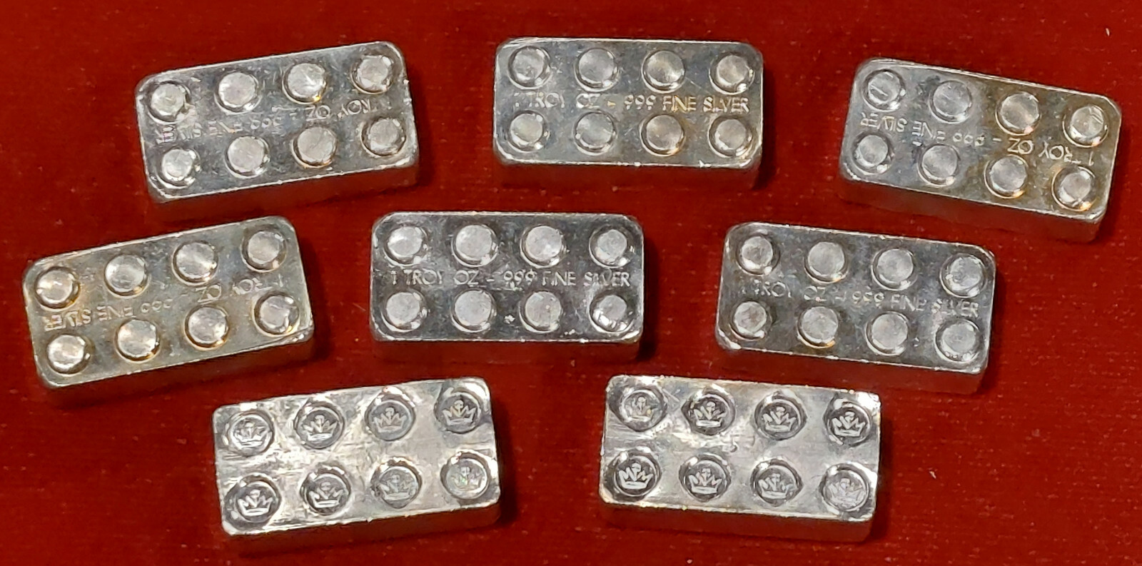 8 Silver 1 Oz Stackable Bullion Metal Building Block Piece Art Bar ...