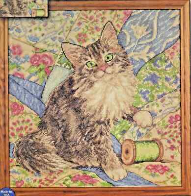 GREY TABBY CAT & PATCHWORK QUILT CROSS STITCH KIT by DESIGN WORKS | eBay