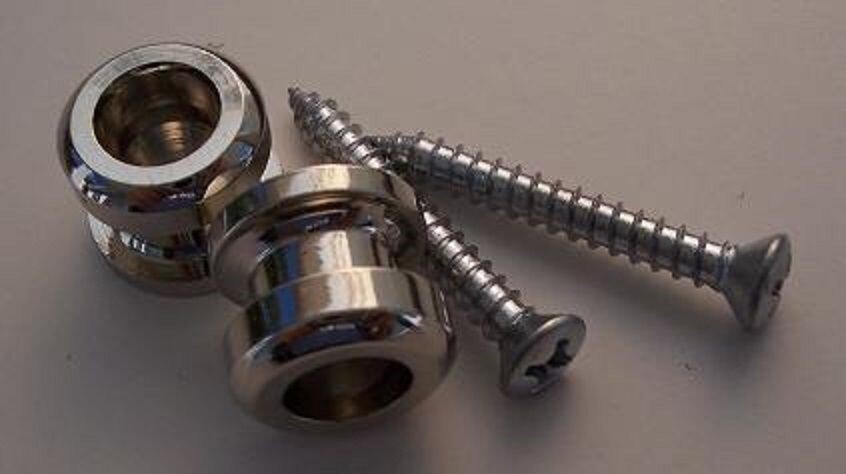 SCHALLER CHROME Strap BUTTONS KNOBS Fender TELE STRAT ~~ Stratocaster ...