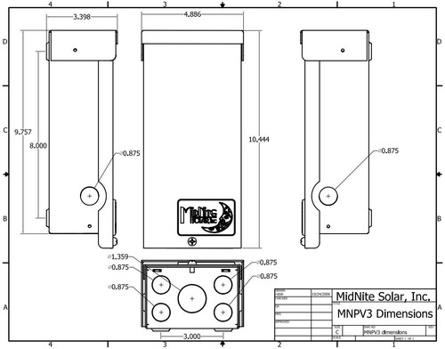 Midnite Solar MNPV3 PV Combiner Breaker / Fuse Box-Includes (3) MNEPV15 ...