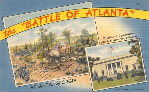 GA, Georgia BATTLE OF ATLANTA PAINTING~Cyclorama c1940's Tichnor Linen ...