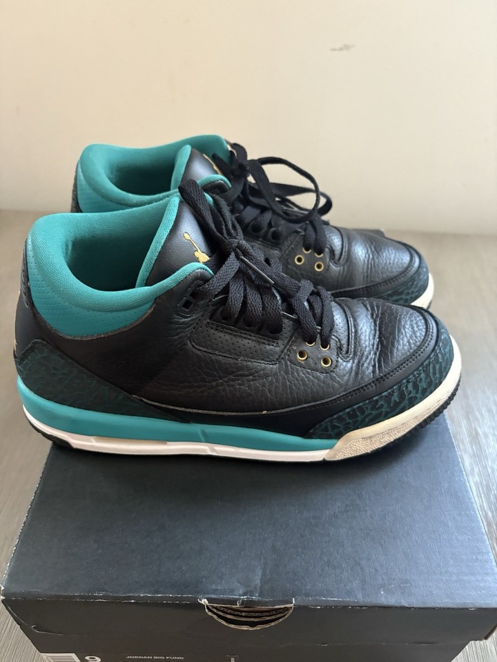 Nike Air Jordan 3 Retro GS Rio Teal Black Shoes 441140-018 Youth 7Y ...