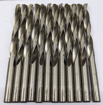 12 Precision Slow Spiral Jobber Length Drills Bright HSS 19/64" 118 ...