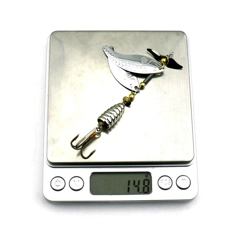 Single Hook Spinner Bait Sequin Spoon Metal Wobbler Rotating Spinner ...