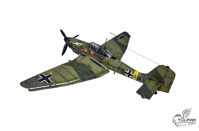 Ju-87D-3 Stuka Pilot Ernst Kumpfer & Wooden Stand, Scale Model Plane ...
