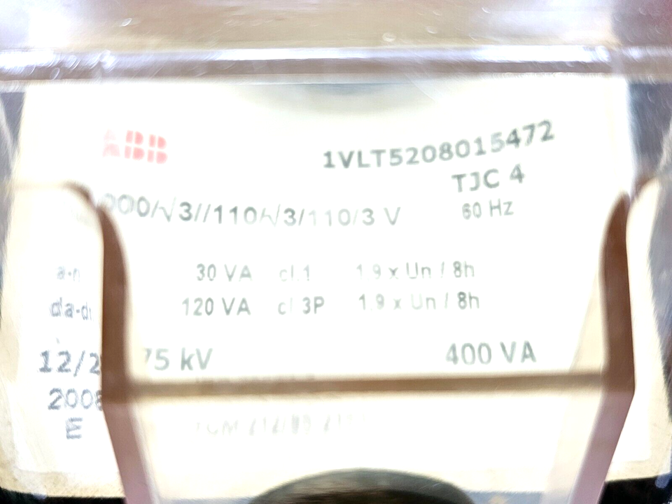 79335 ABB MODEL TJC 4 INDOOR CAST RESIN SINGLE POLE VOLTAGE TRANSFORMER ...
