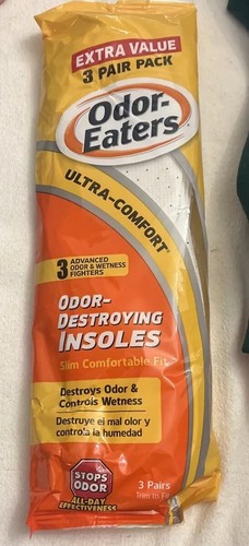 Odor-Eaters Ultra Comfort Odor-Destroying Insoles 3 Pair Pack One Size ...