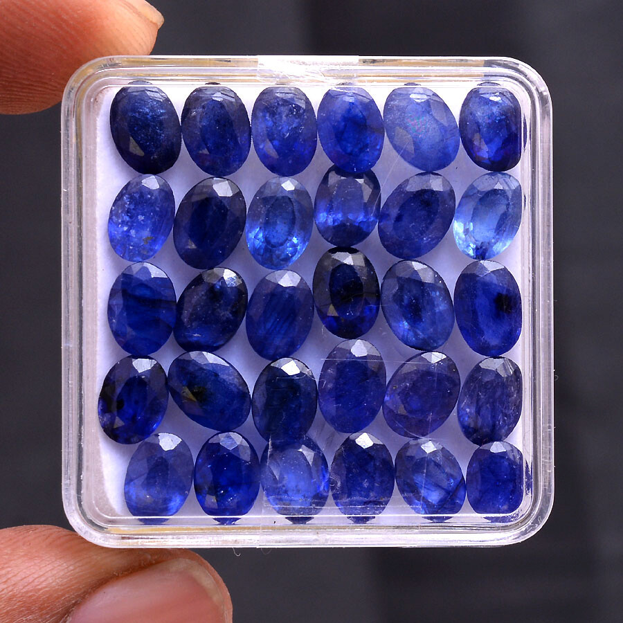 30 Pcs Natural Blue Ceylon Sapphire 7mmx5mm Faceted Cut Gemstones ...