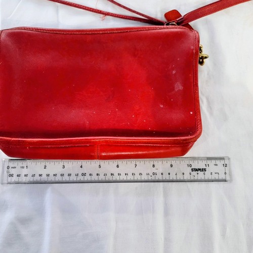 Vintage COACH BASIC BAG Red Leather Crossbody Zip Purse New York City W ...