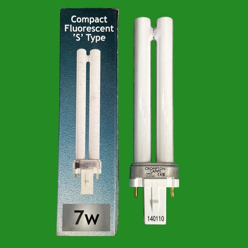 1x 7W Crompton G23 2 pin Low Energy CFL PL-S PLS Light Bulb 3500K White ...