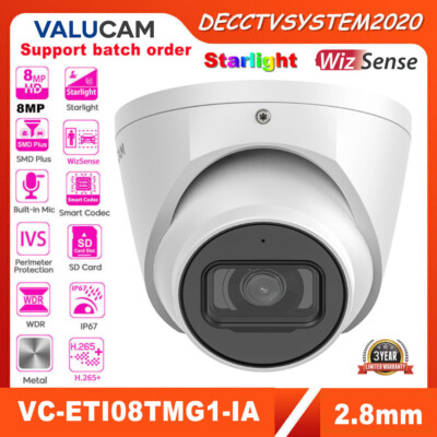 US VALUCAM 8MP 4K MIC Starlight POE IR AI IP Camera SMDPlus iDmss gDmss ...