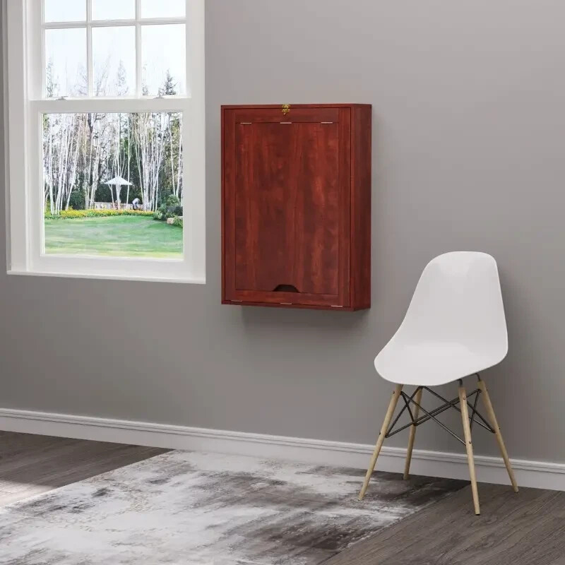 HOMCOM Wall Mounted Desk Convertible Fold Out Office Table W/Shelves ...