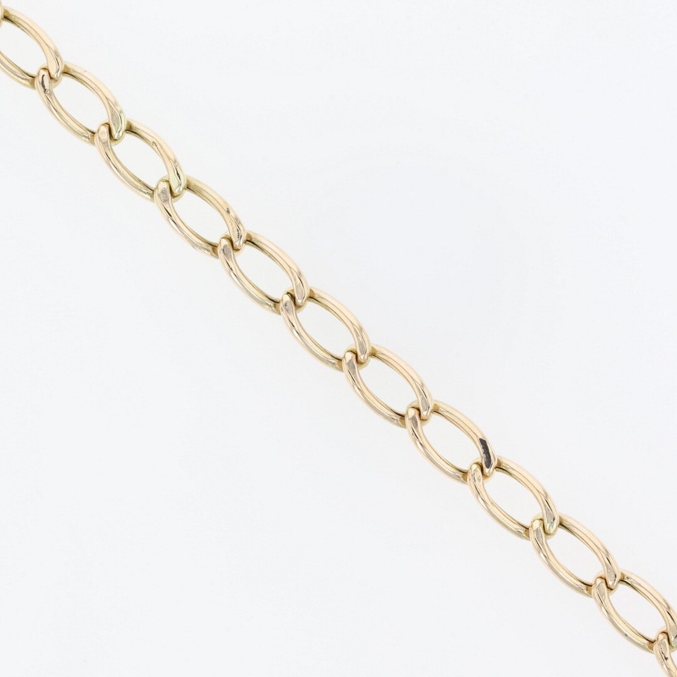4.9mm Oval Curb Link Chain 7" Bracelet 14k Yellow Gold Italy 3.26 Grams ...