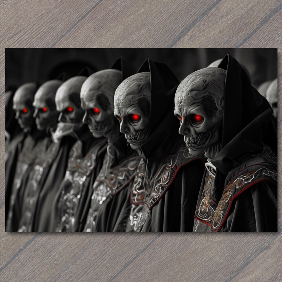 8.5x11" Group Alien Religion Weird Creepy Mask Cult Unusual Glowing ...