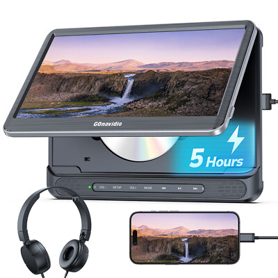 12" Car DVD Player Back Seat TV 5-Hour Rechargeable Battery HDMI USB SD ...