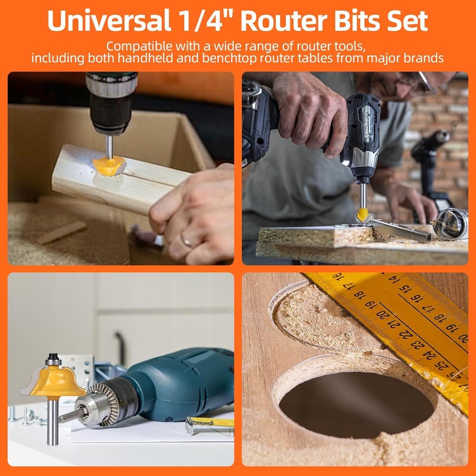 100 Piece Router Bits Set 1/4 Inch Shank Tungsten Carbide for ...