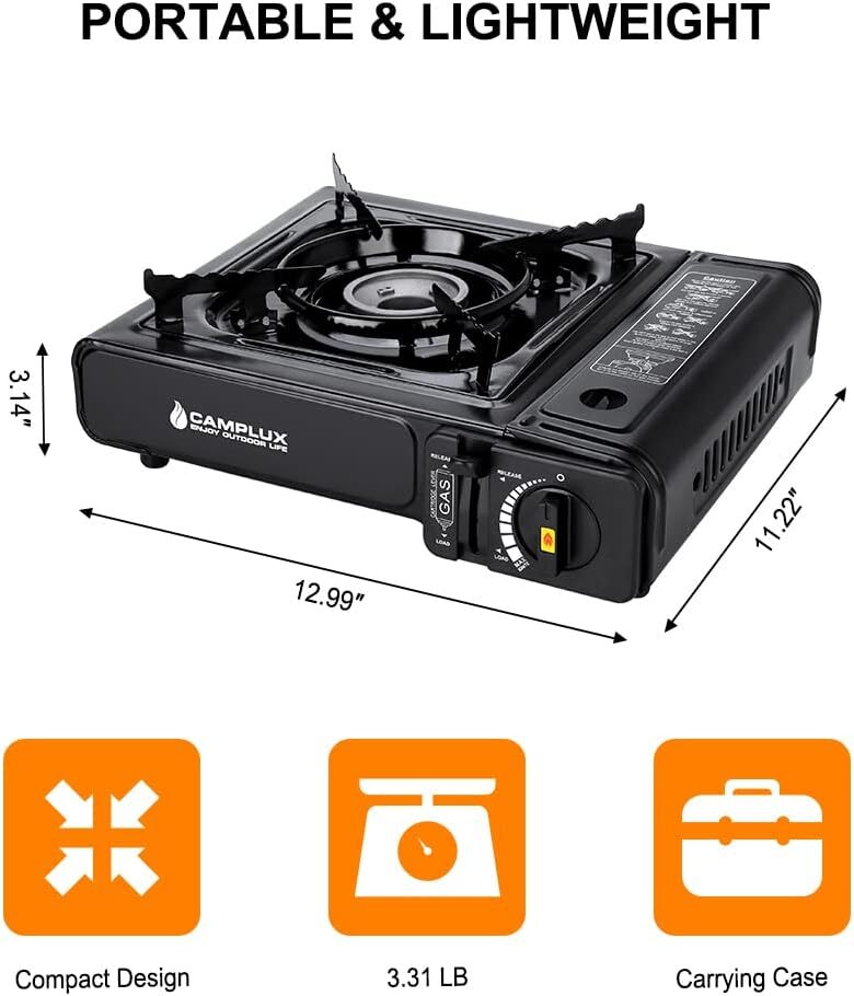 CAMPLUX Gas Stove 2 Burners Table Top Gas Cooktop Portable Outdoor ...