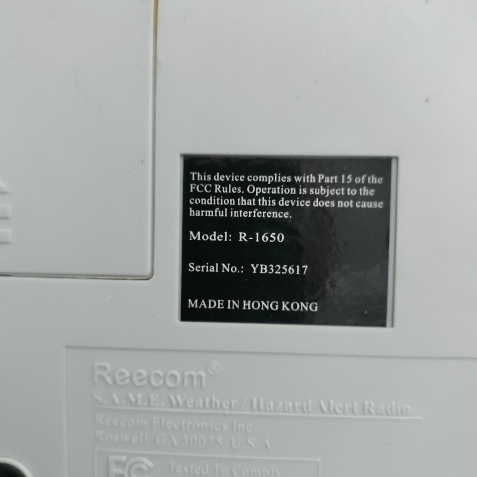 Reecom R-1650 NOAA Weather Alert Radio with S.A.M.E. Messaging GUC ...