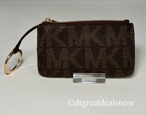 Michael Kors MK Travel Small Coin Purse With Keychain Mini Wallet Brown ...