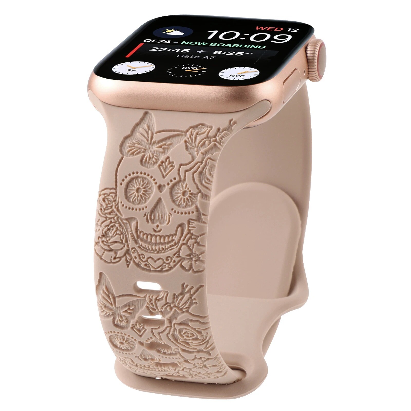 Skull Engraved Band for Apple Watch Ultra 2/1 Silicone Series 10 9 ...